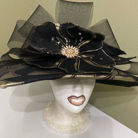 Ms. Divine | Accessories | Beautiful Black Gold Dress Hat By Ms Divine ...